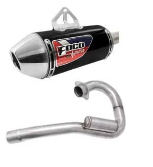 Ponteira + Curva Honda Sahara 300, Tornado 300 Foco Racing Pulse - Preto - Spinelli Motos Boutique